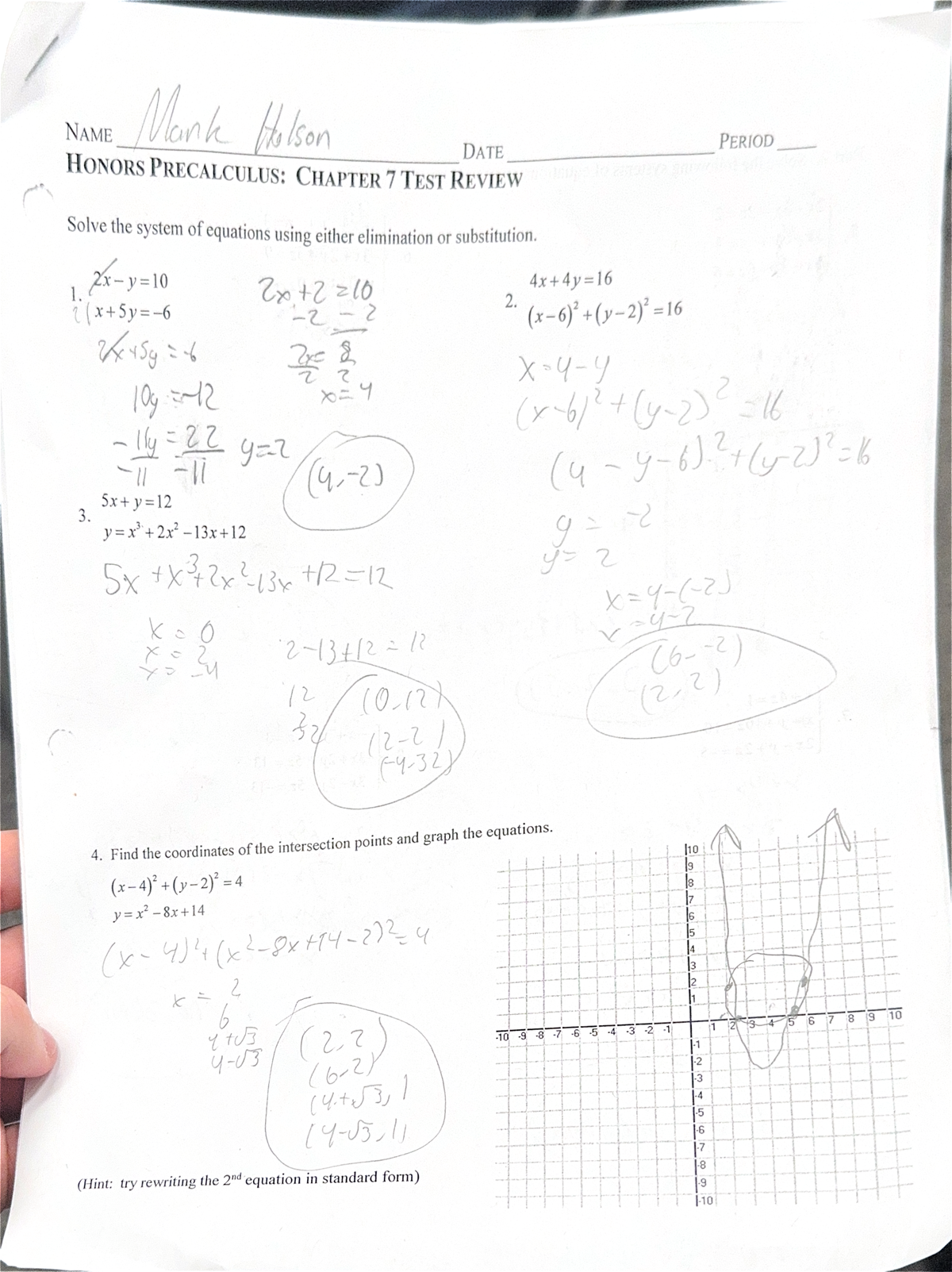 Honors Precalculus: Chapter 7 Test Review Document - Studocu