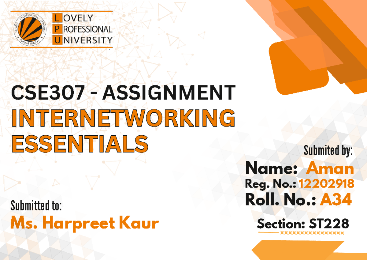 Internetworking Ess - Practical - INTERNETWORKING ESSENTIALS INTERNETWORKING ESSENTIALS CSE307 ...