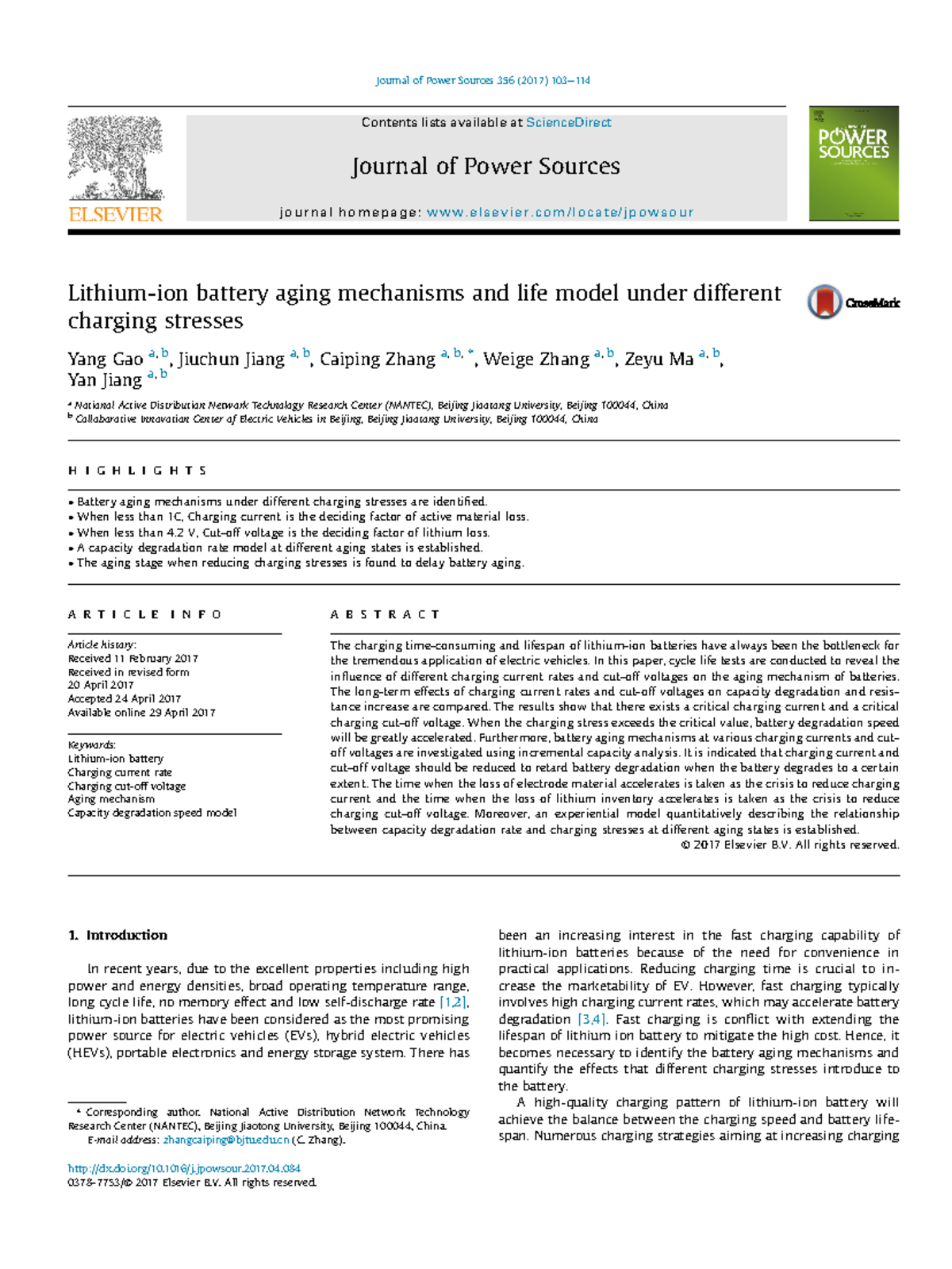 Lithium-ion Battery Aging Mechanisms & Life Model Under Charge Stresses ...