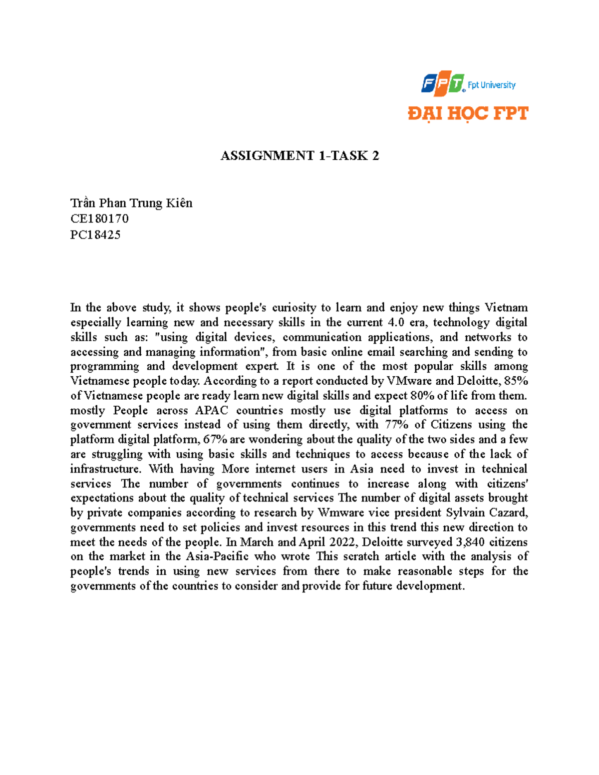 Assignment 1 task 2 - ASSIGNMENT 1-TASK 2 Trần Phan Trung Kiên CE PC In ...