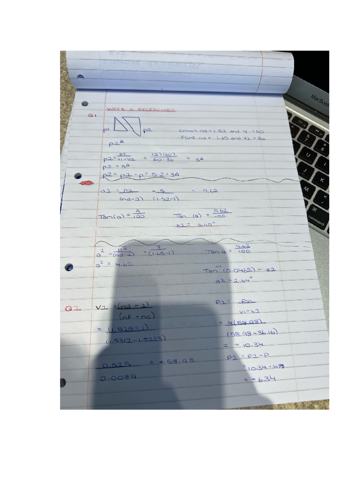 Week 6 Exercises - Light and Refraction Concepts Explained - Studocu