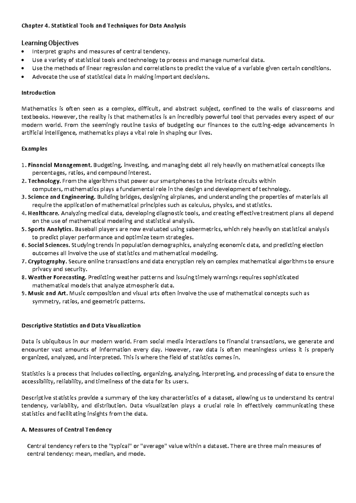 Chapter 4: Stats Tools & Techniques for Data Analysis in 2023 - Studocu