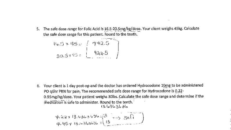 Safe Dose Calculations - Dosage Calculation Q&A (5tx) - Studocu