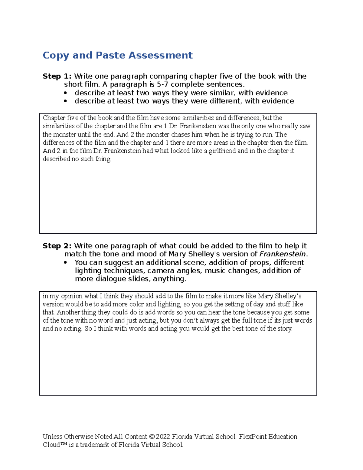 Copy paste complete - idk - Copy and Paste Assessment Step 1: Write one ...