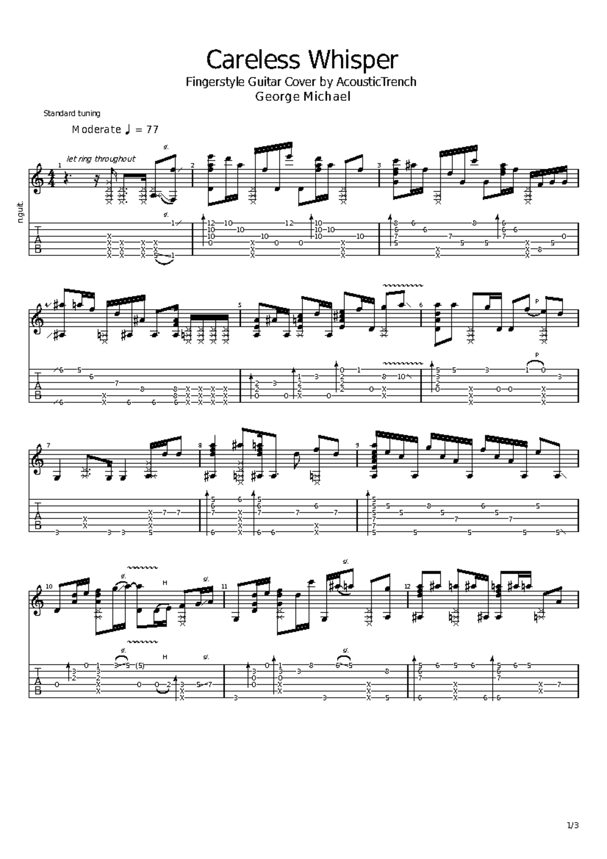 Careless Whisper Fingerstyle Guitar Cover (Guitar 101) - Studocu