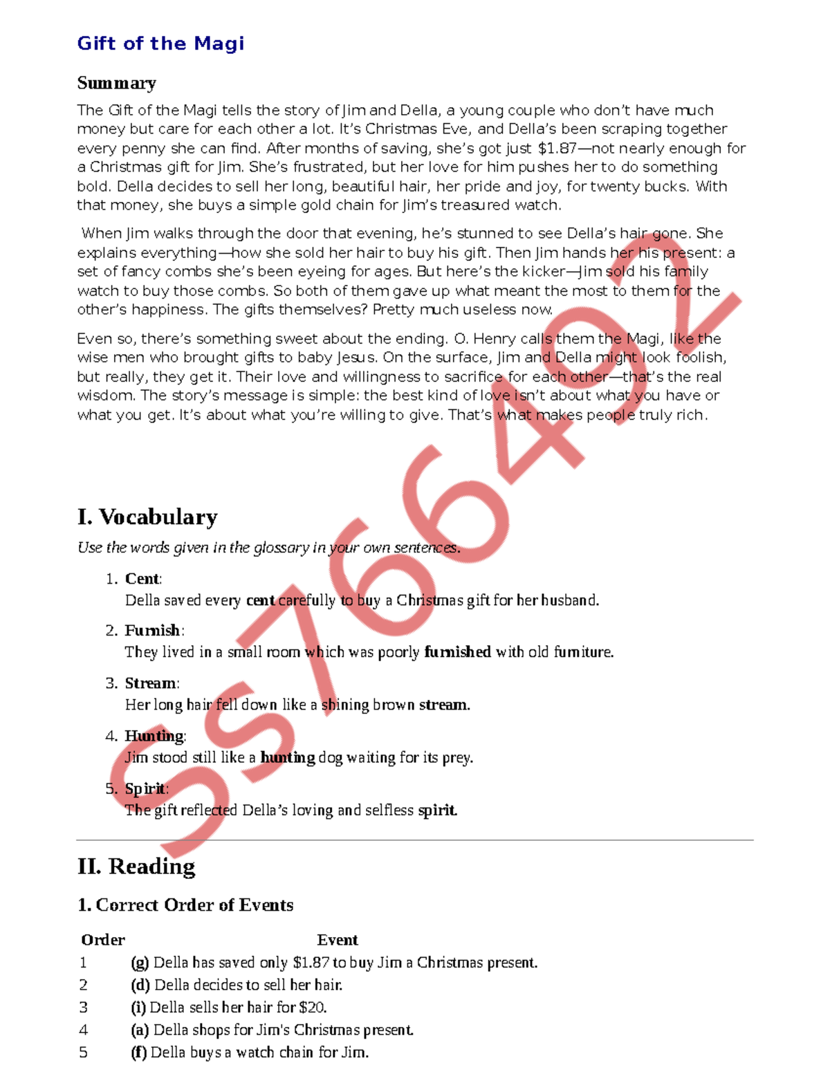 The Gift of the Magi: Summary and Analysis for ENG 101 - Studocu