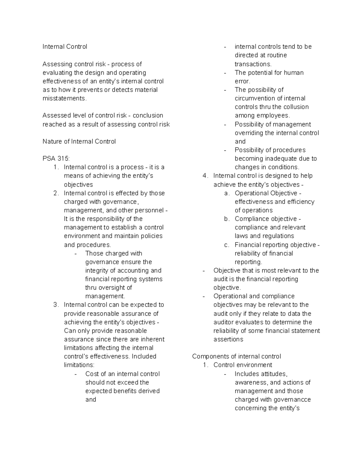 Internal Control Assessment: Evaluating Design & Effectiveness (PSA 315 ...