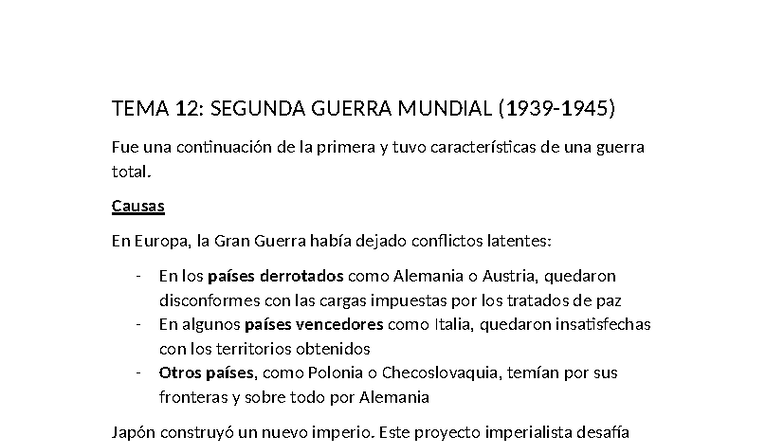 TEMA 12: SEGUNDA GUERRA MUNDIAL Y TEMA 13: GUERRA FRÍA - Studocu