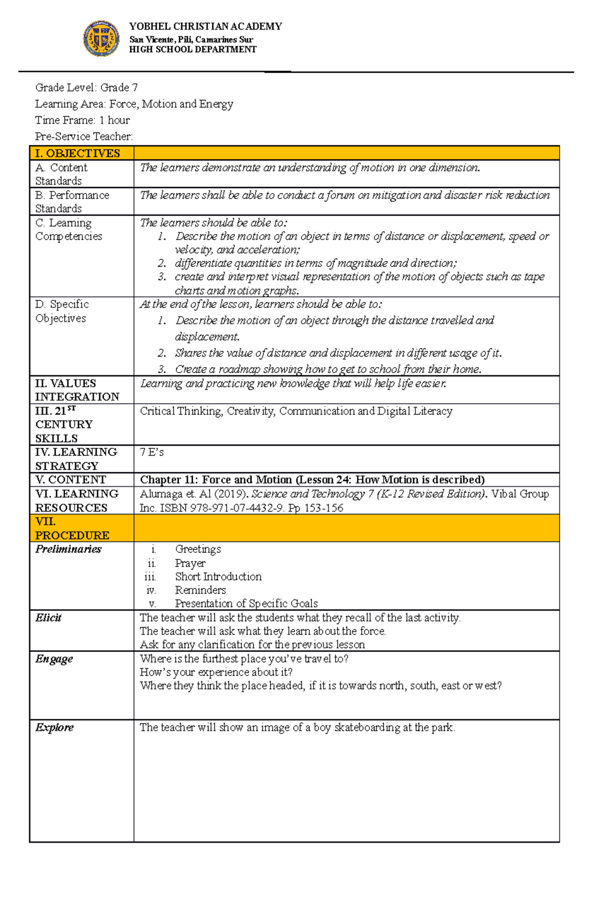 Grade 7 Lesson 24: Understanding Motion, Distance, and Displacement ...