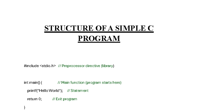 C Programming Basics: Structure, Syntax, and Examples - Studocu