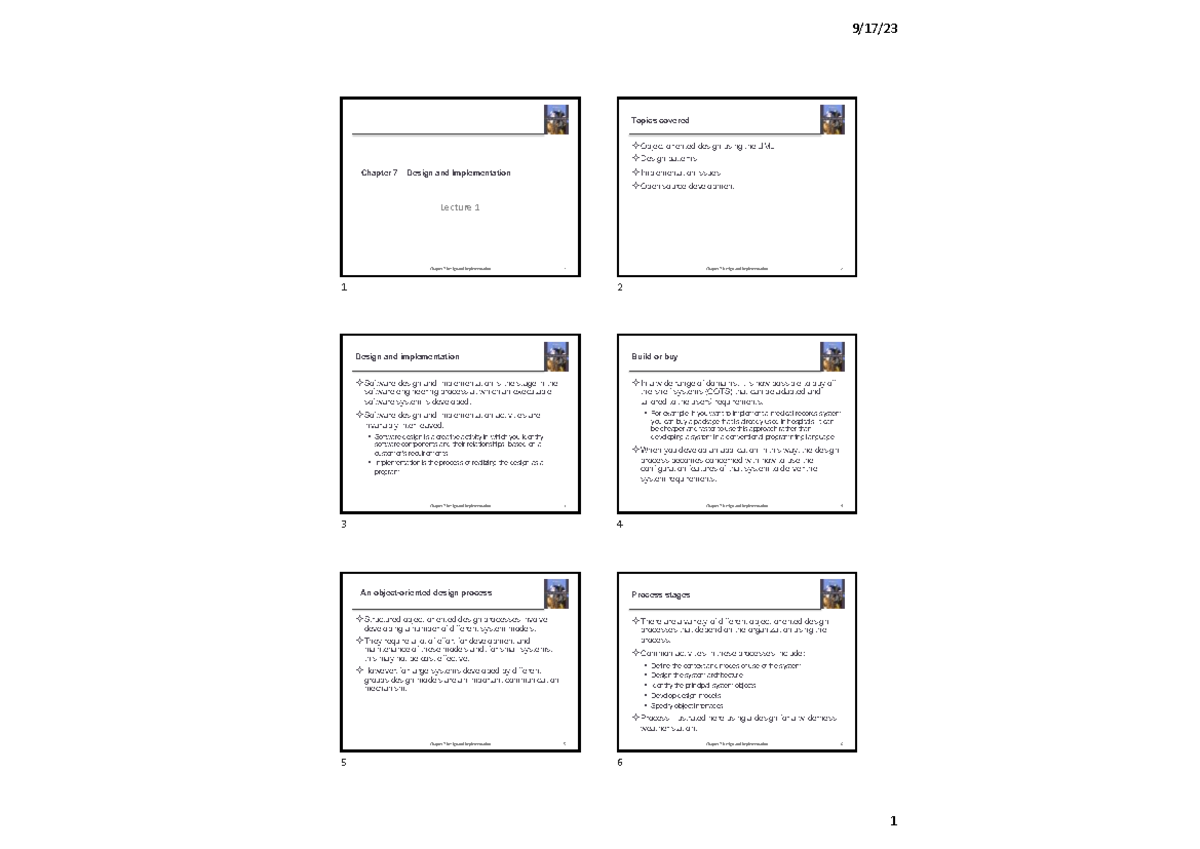 Ch7 - Design and Implementation: UML Patterns & Open Source Dev - Studocu