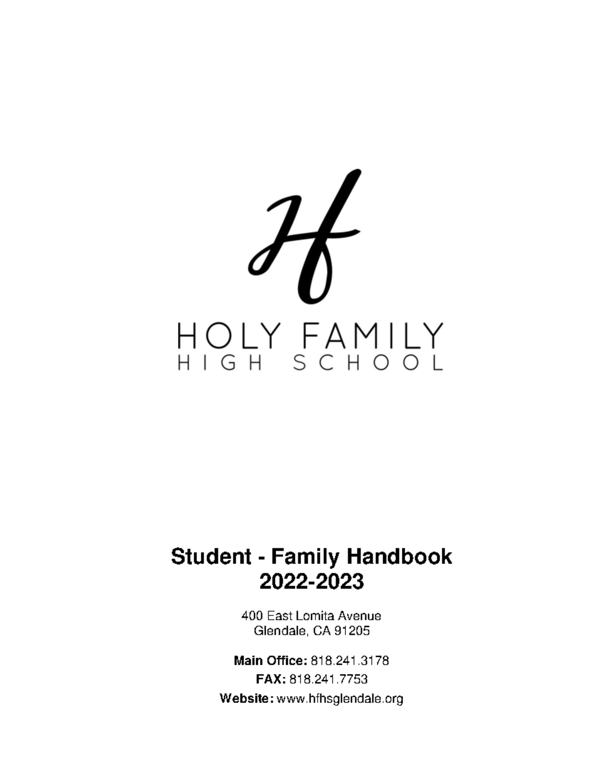 HFHS Student Family Handbook 22-23-b - Student - Family Handbook 2022 ...