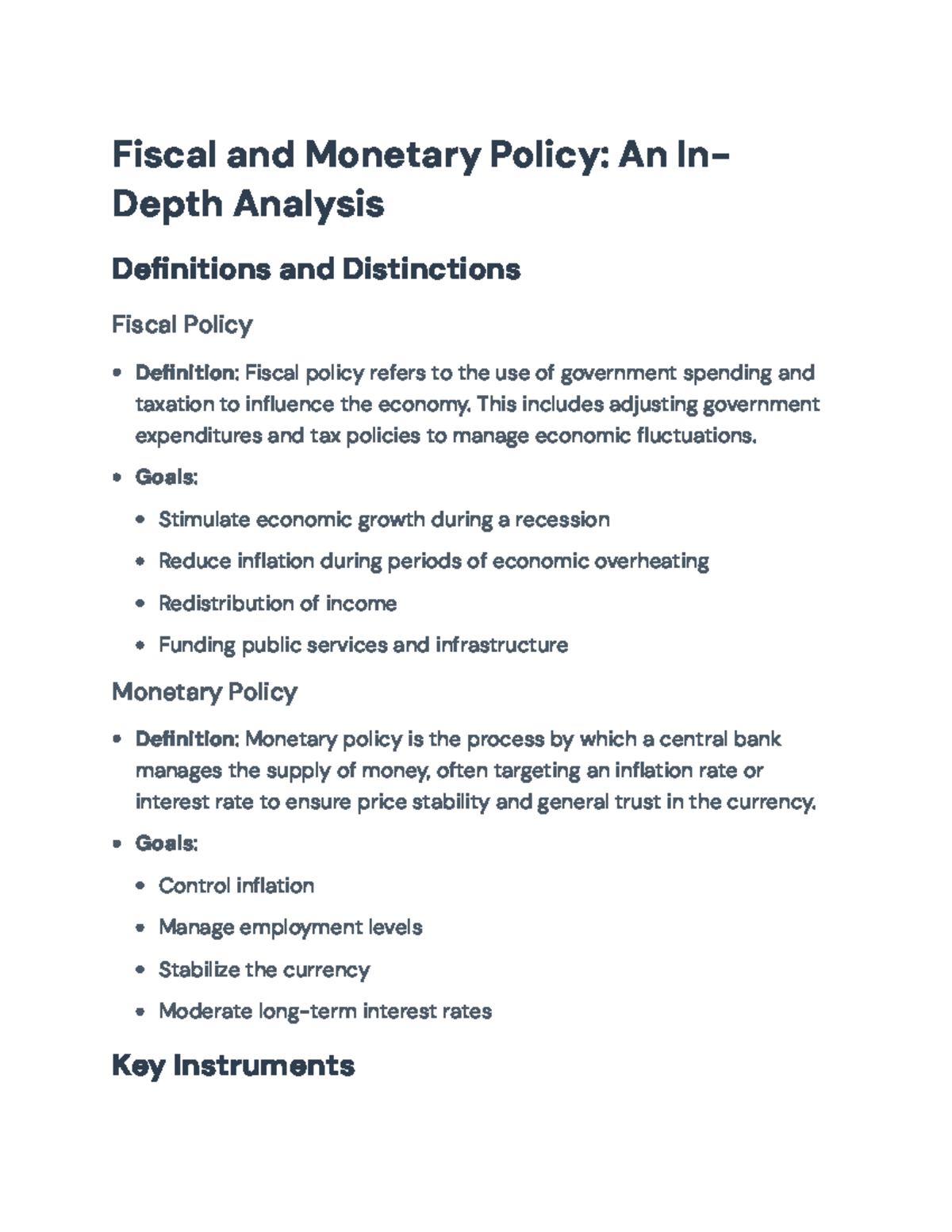 Fiscal and Monetary Policy: An In-Depth Analysis (ECO101) - Fiscal and ...