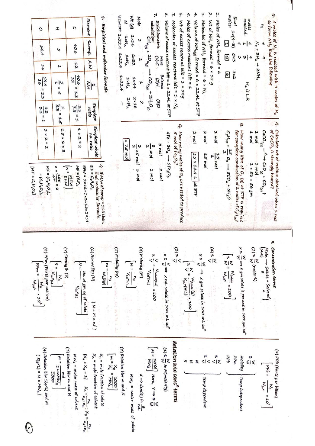 Chemistry 101: Stoichiometry and Concentration Calculations - Studocu
