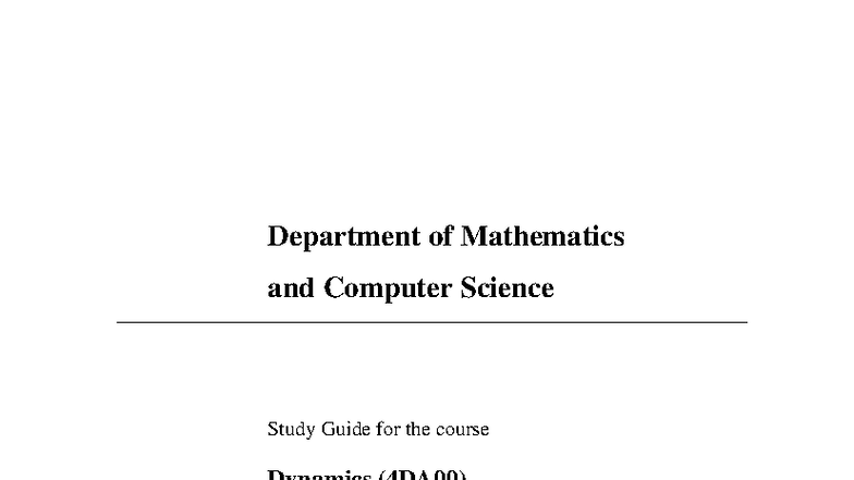 Study Guide 4DA00 in2526 - Department of Mathematics and Computer ...