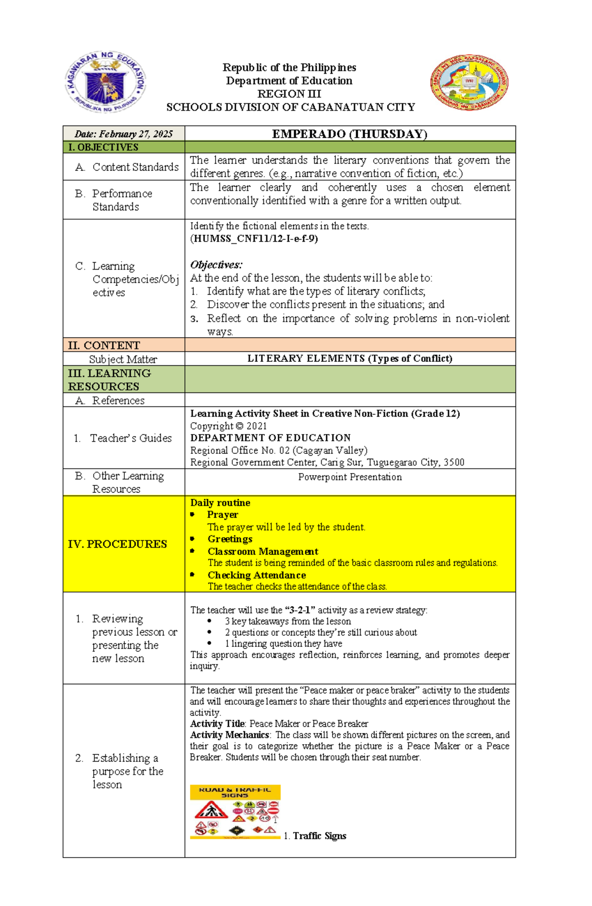 Final Lesson Plan: Understanding Literary Conflicts (Grade 12) - Studocu