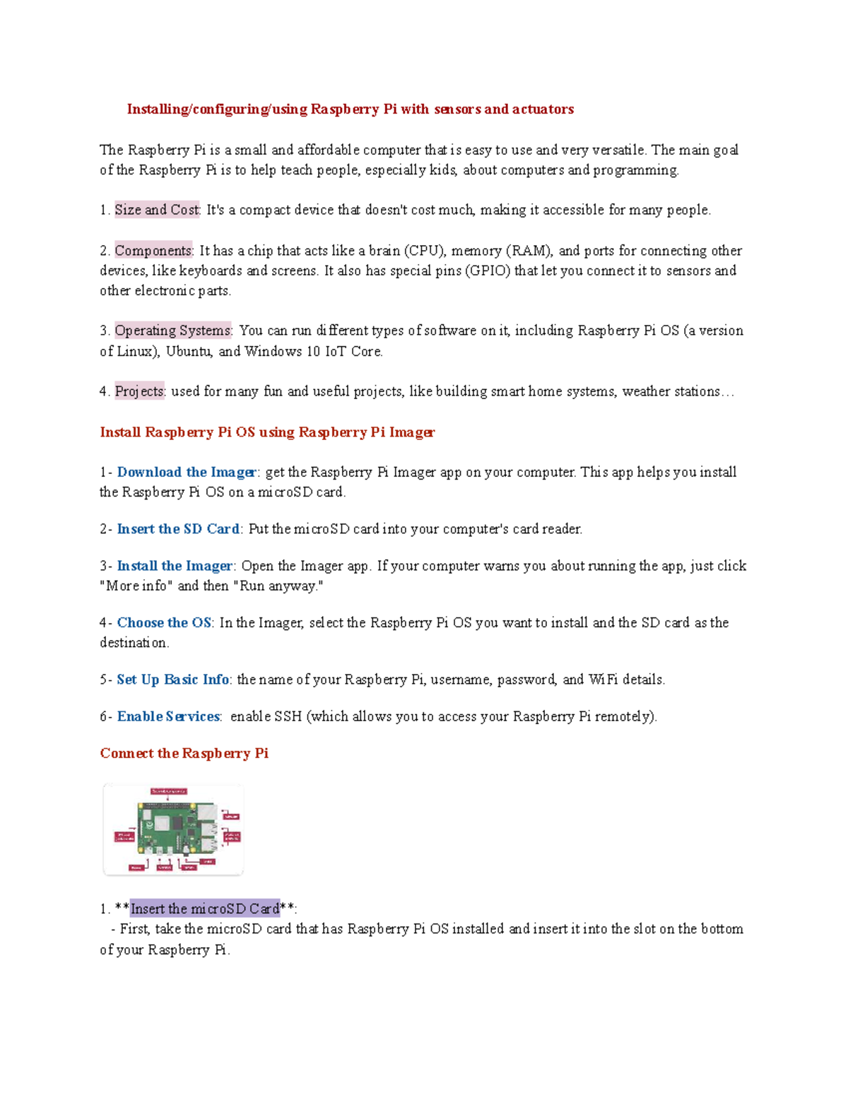 Lab 4: Raspberry Pi Setup with Sensors & Actuators Guide - Studocu