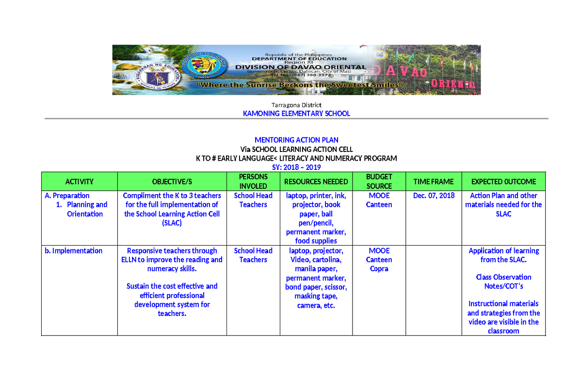 K to 3 Action Planning for Early Literacy & Numeracy Program - Studocu