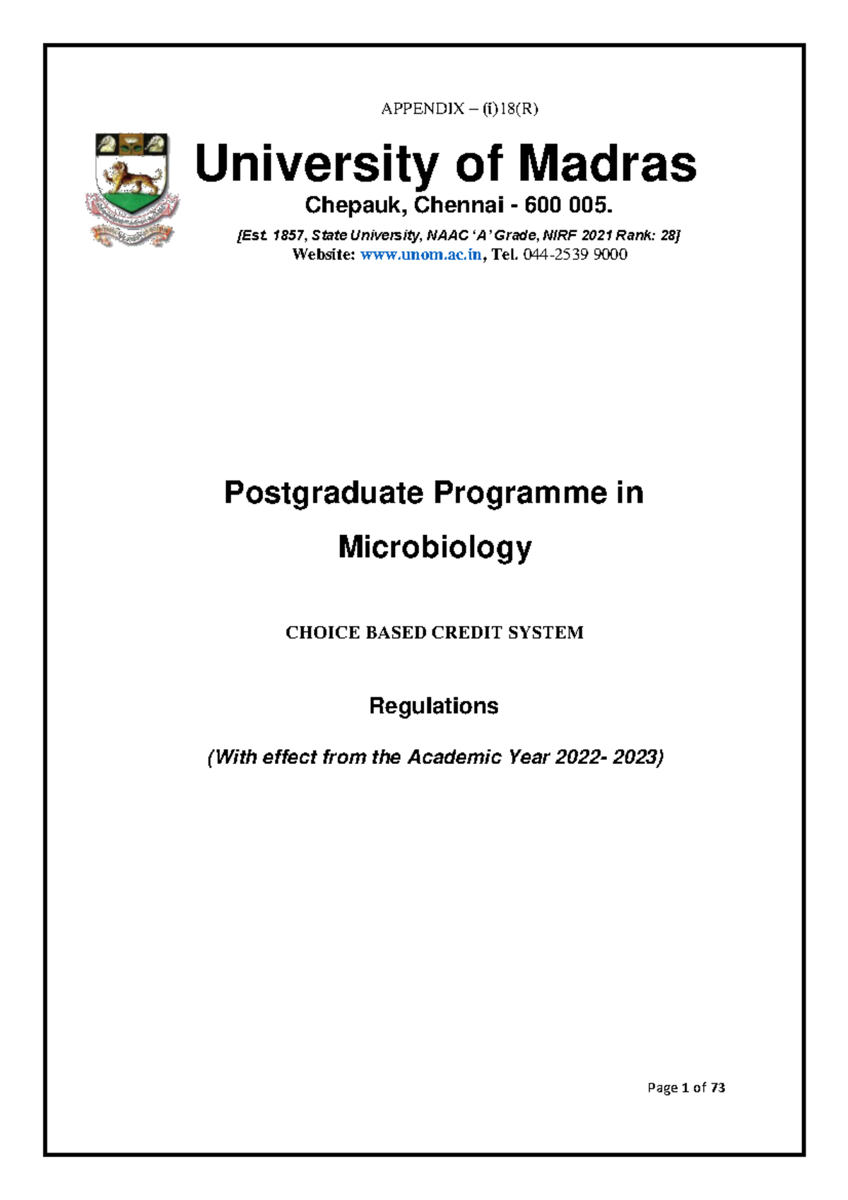 M.Sc. Microbiology Syllabus Overview for 2022-2023 Academic Year - Studocu