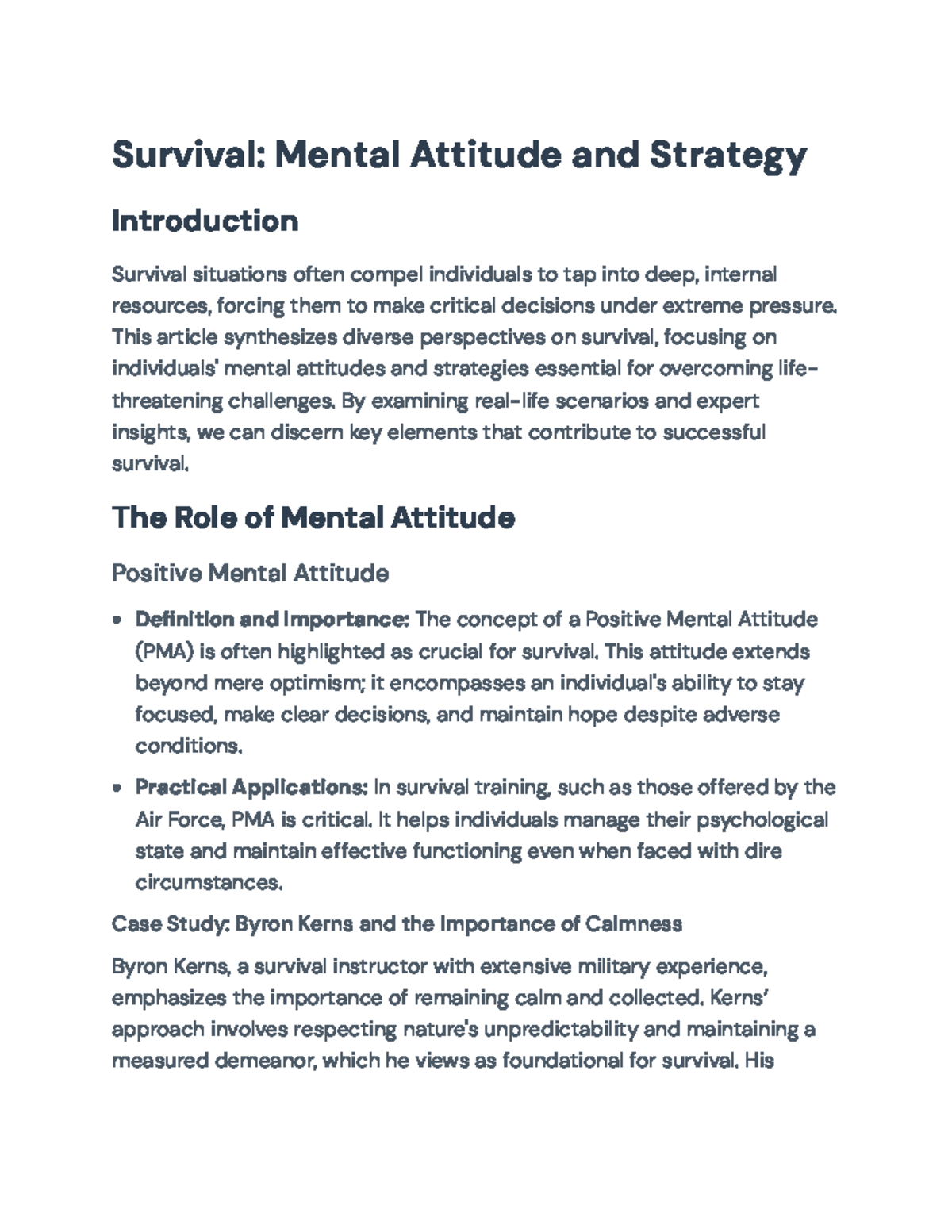 Survival Strategies: Mental Attitude and Decision-Making Insights ...