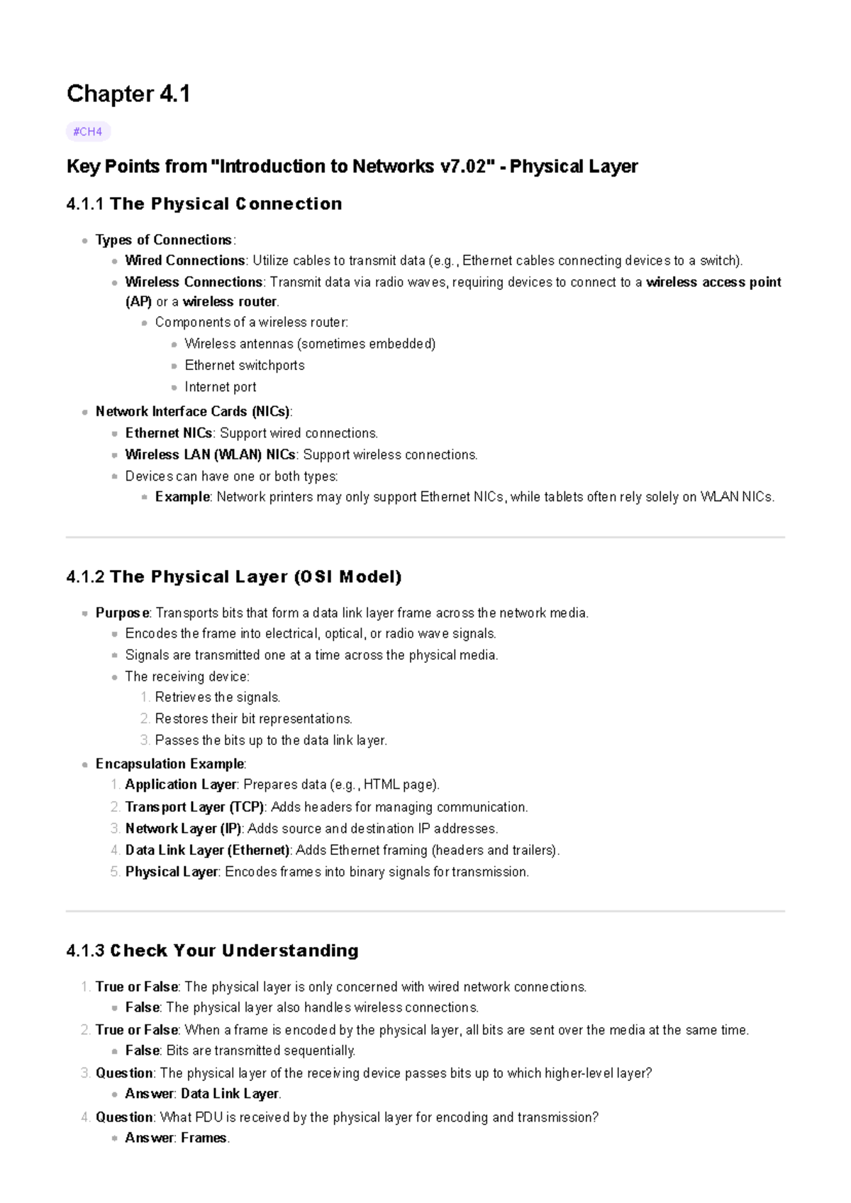 Chapter 4: Key Concepts on Physical Layer & Cabling Techniques - Studocu