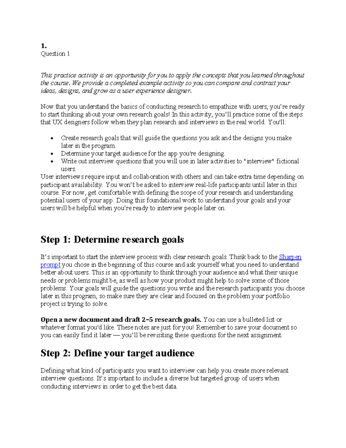 1-Activity: Defining Research Goals & Interview Questions for UX Design ...