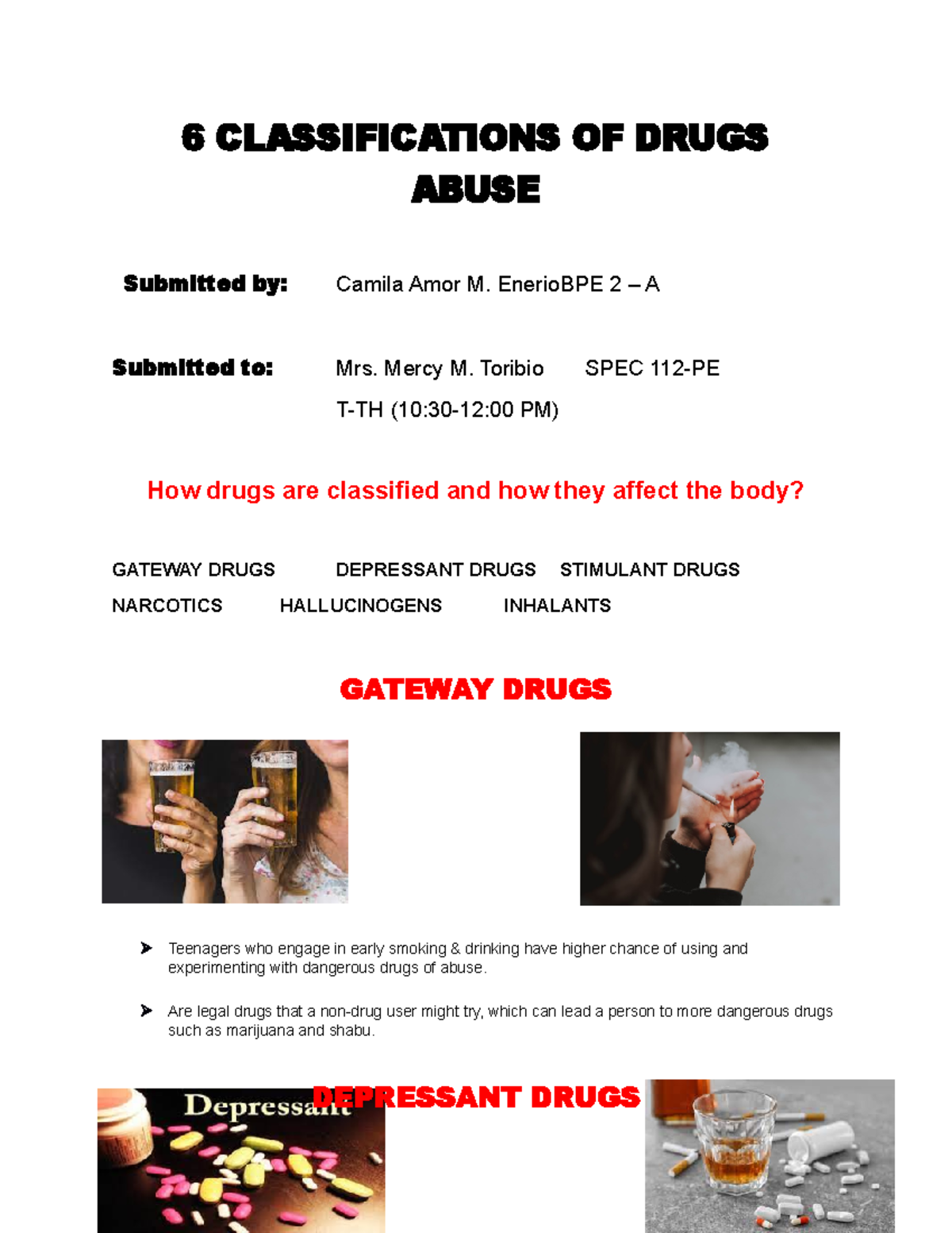 6 Classifications OF Drugs OF Abuse Print - 6 CLASSIFICATIONS OF DRUGS ...