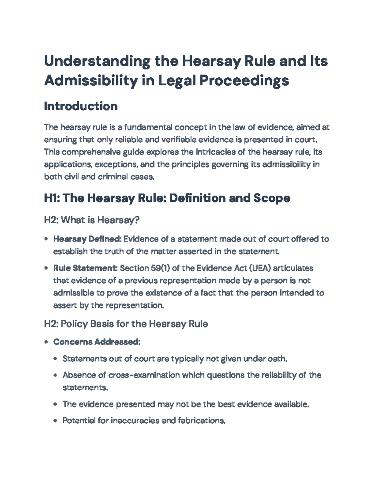 Understanding the Hearsay Rule: Admissibility in Legal Proceedings ...