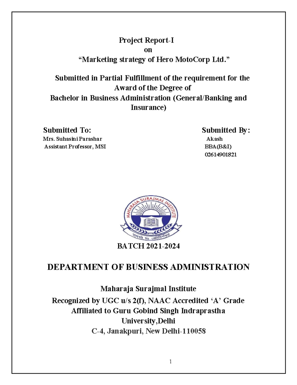 BBA(B&I) Project Report: Marketing Strategy of Hero MotoCorp Ltd. - Studocu