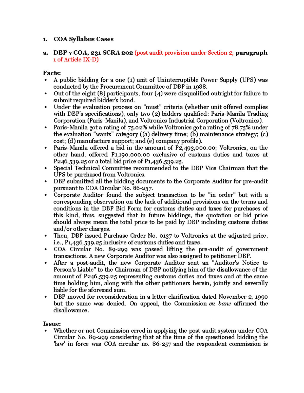 COA-Syllabus-and-Case-Digest-DBP-vs-COA-and-Bustamante - Studocu