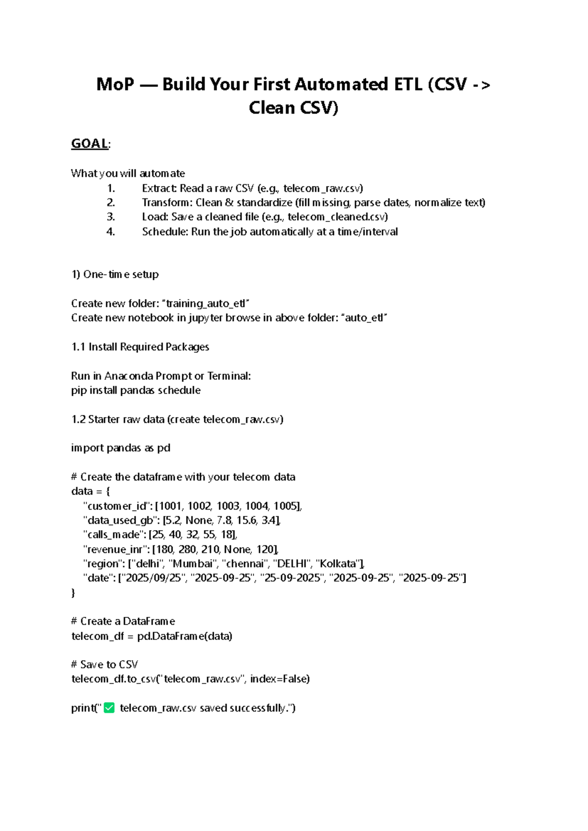 MOP 3 - Exercise 6: Building an Automated ETL Pipeline - Studocu
