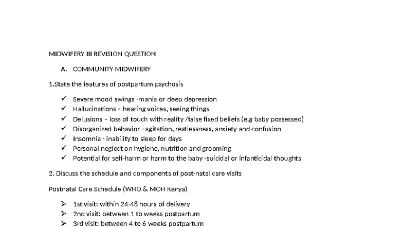 Midwifery III Revision Questions: Community & Newborn Care Insights ...