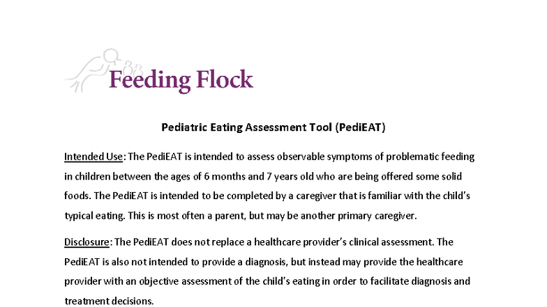Pediatric Eating Assessment Tool (PediEAT): Reference Values Overview ...
