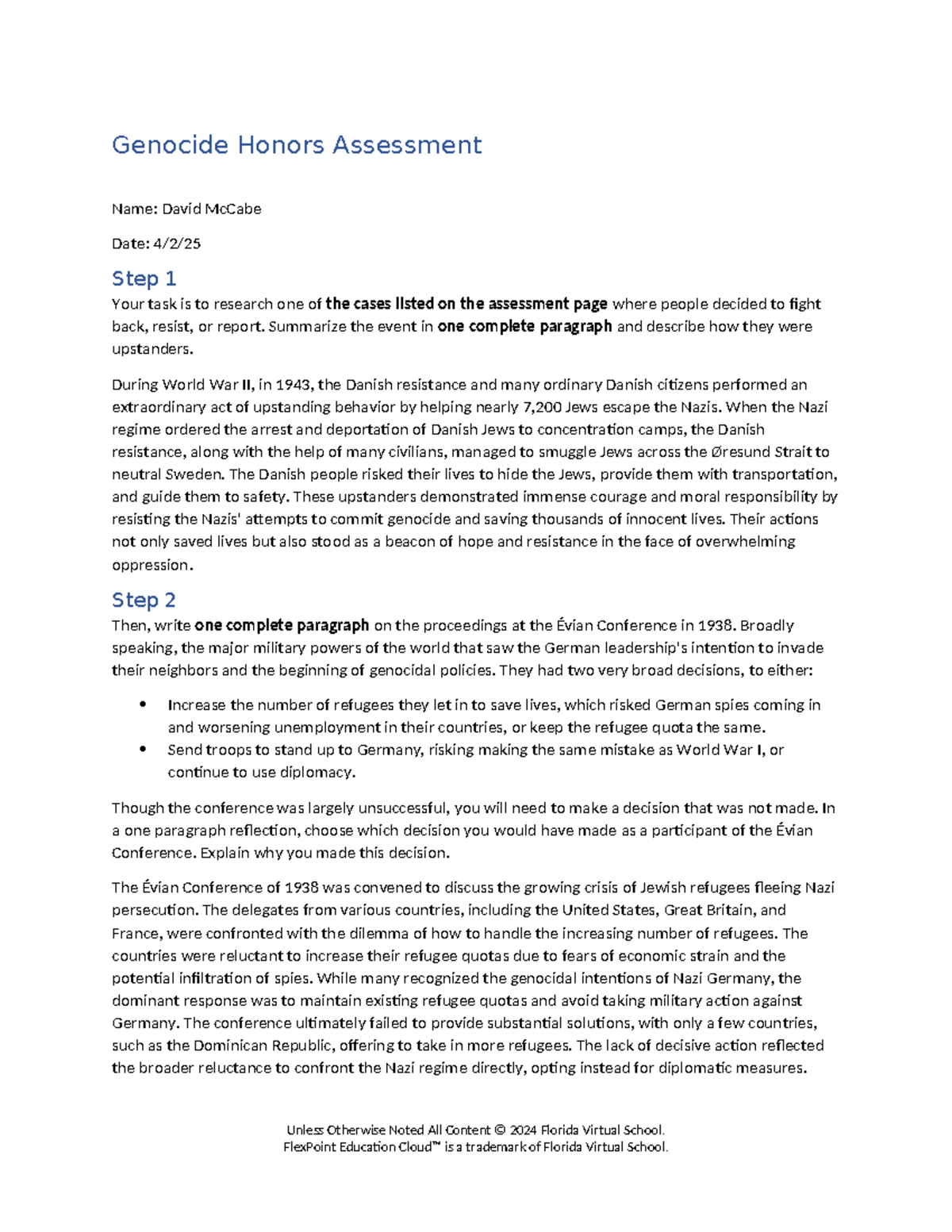 Genocide Report - Genocide Honors Assessment Name: David McCabe Date: 4 ...