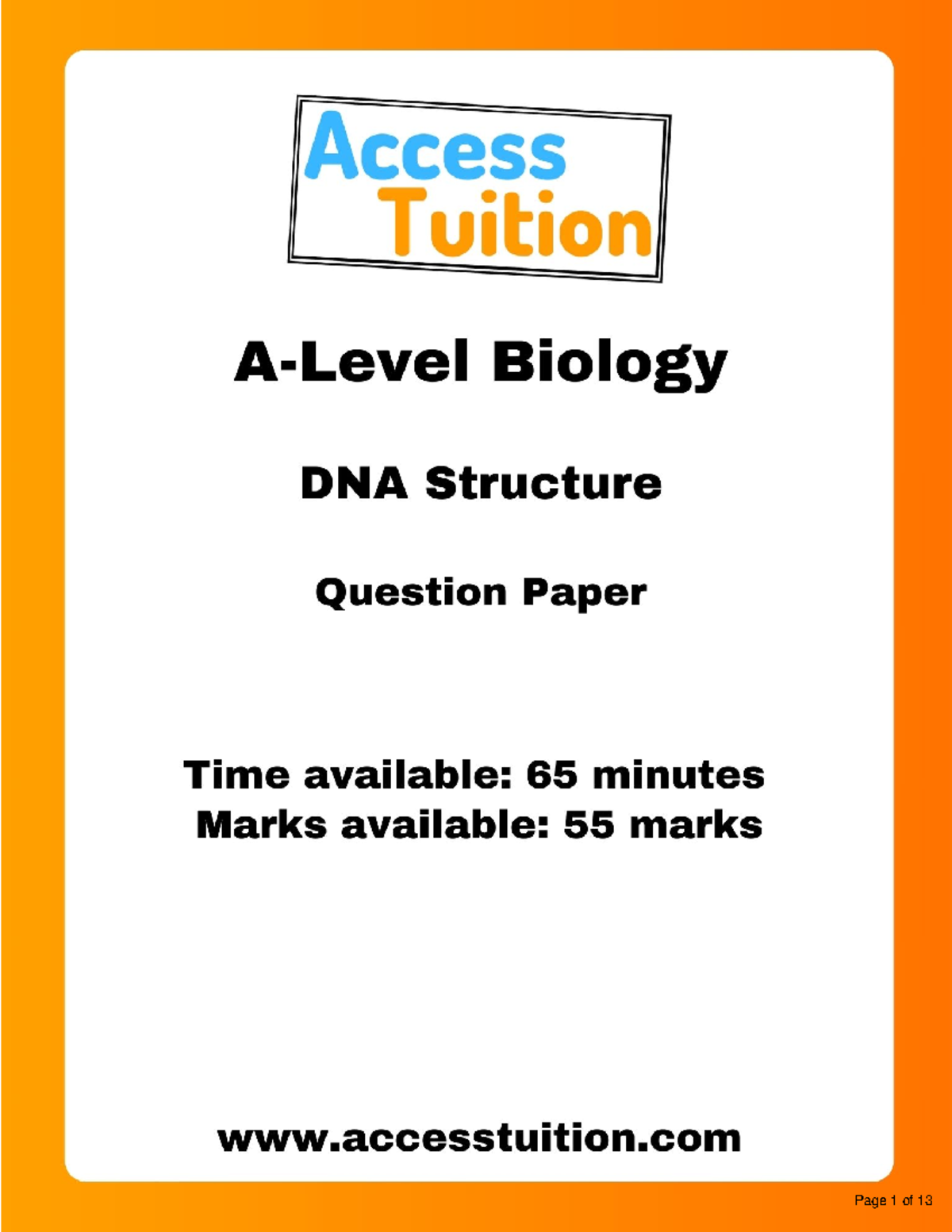 DNA Structure Questions and Answers - Bio QP - Studocu
