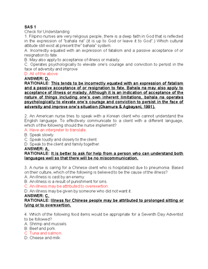 NUR 194 LEC SAS 12 23 - STUDY GUIDE - Which of the following factors ...