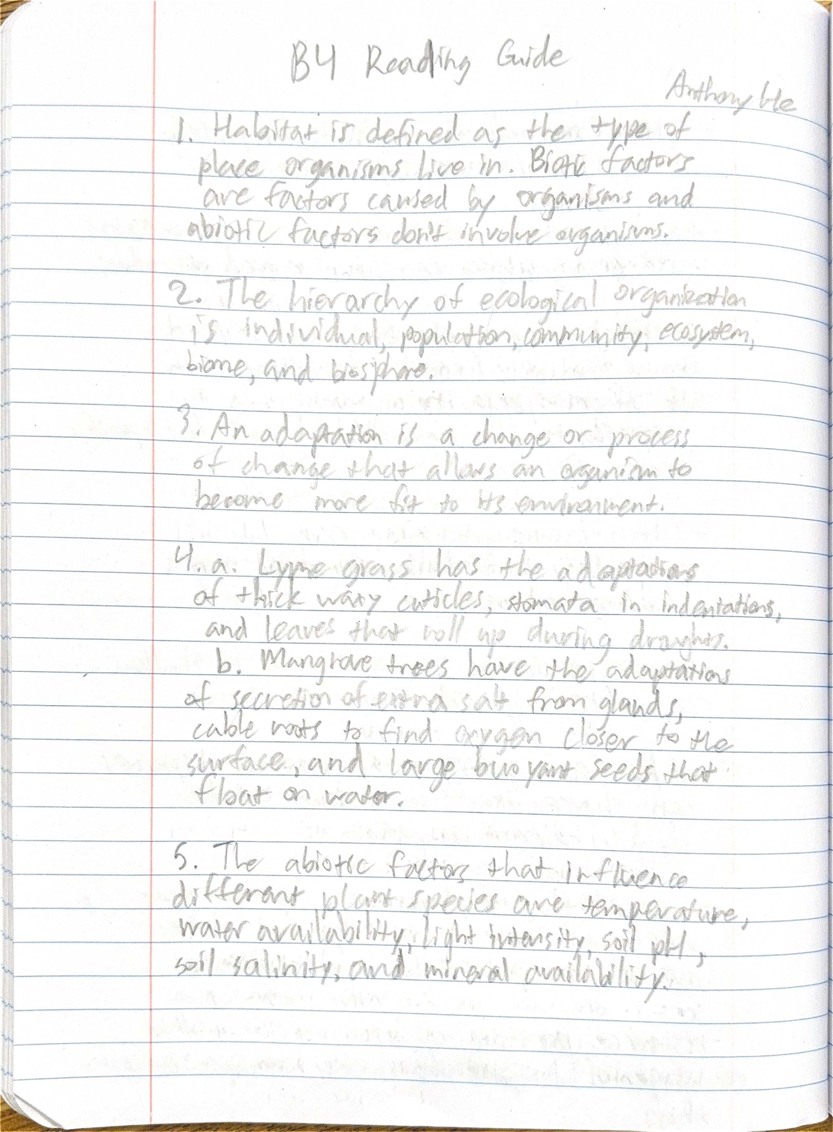 B4 Reading Guide: Ecological Concepts and Adaptations - Studocu