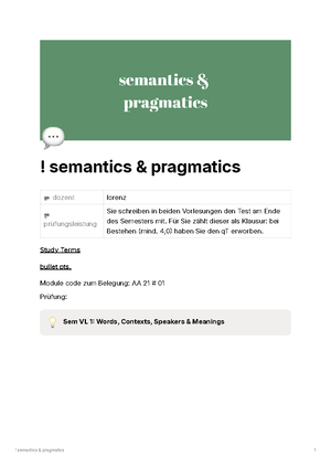 Semantics / Pragmatics - Studocu