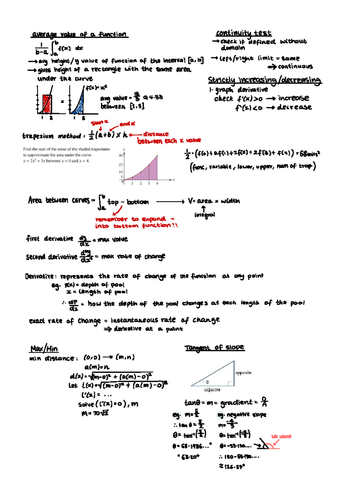 Integration Methods: Continuity Test & Average Value of Function - Studocu