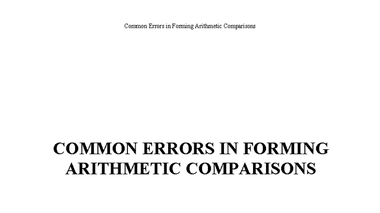Lecture on common errors for percentages - Common Errors in Forming ...