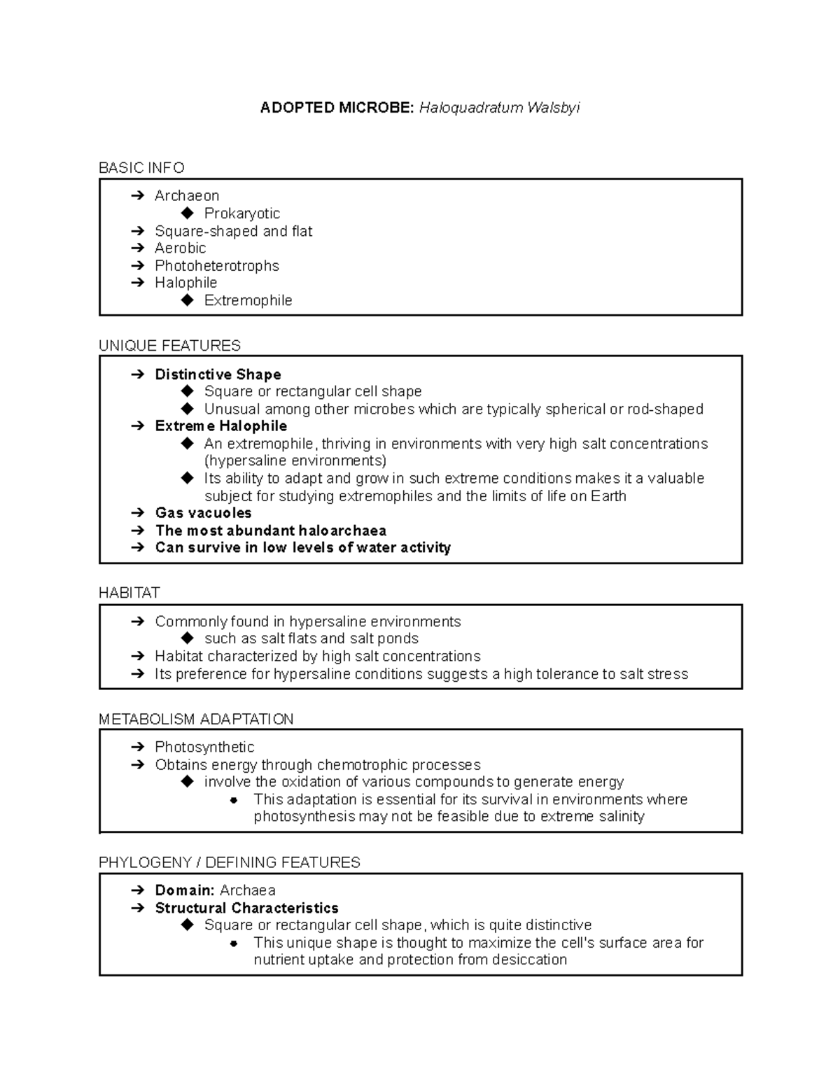 MICR Independent Assignment: Study of Haloquadratum Walsbyi - Studocu