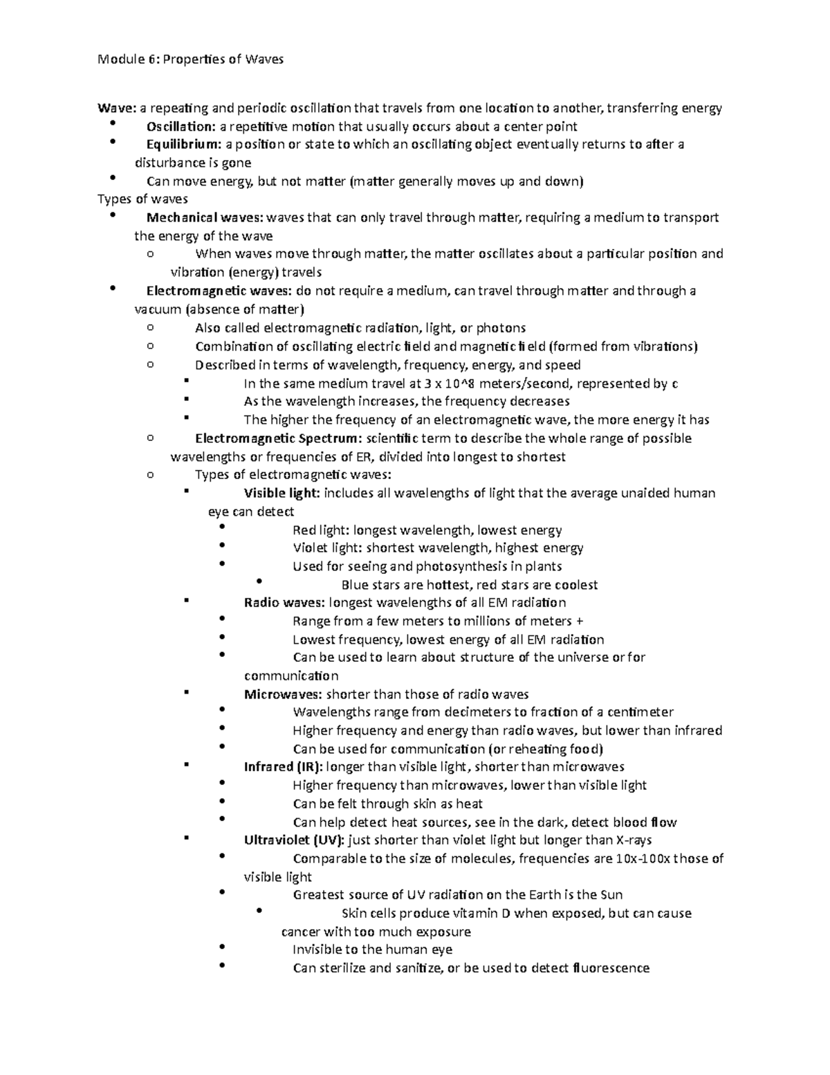 Module 6 - Covers waves and their types, properties, shape, and ...
