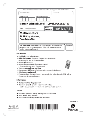 Maths paper 3 mark scheme - Mark Scheme (Results) November 2021 Pearson ...