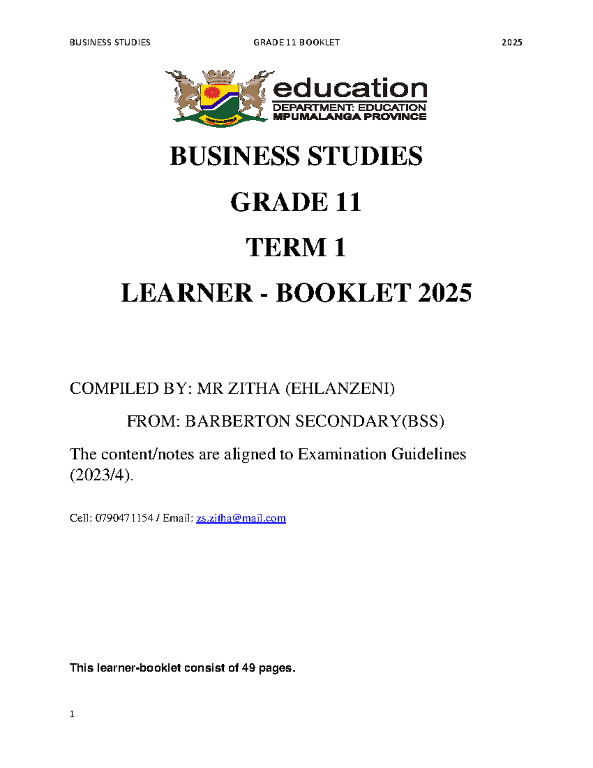 BSTD GR11 Term 1: Understanding Business Environment Challenges - Studocu