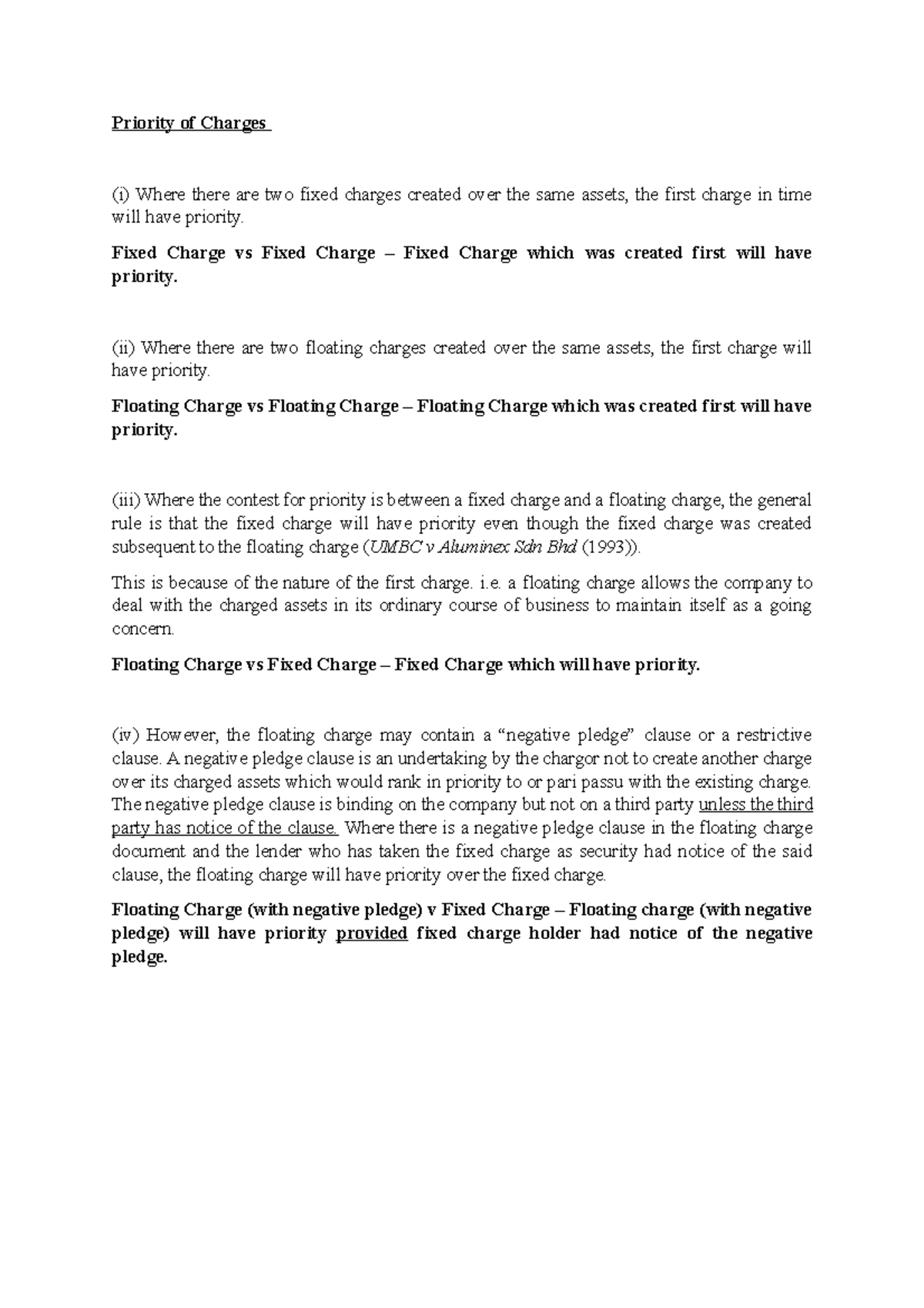 Understanding the Priority of Charges in Secured Transactions - Studocu