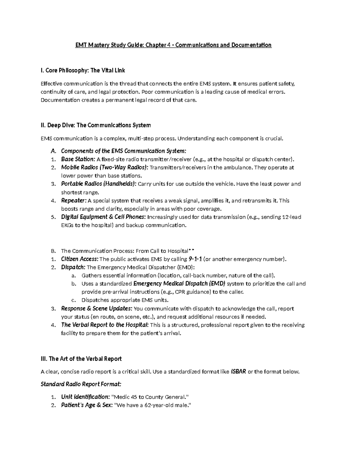EMT Mastery Study Guide: Chapter 4 - Comm & Doc Essentials - Studocu