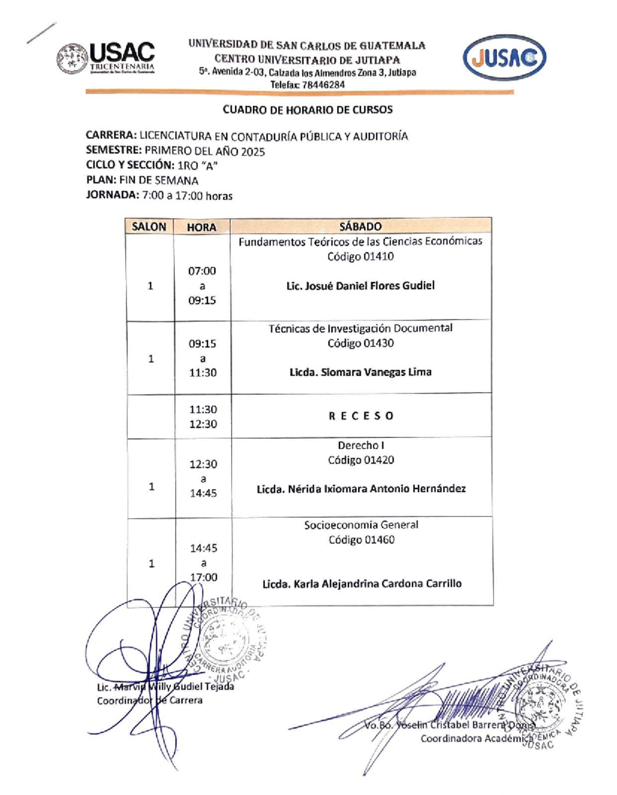Horario de Clases - Licenciatura en Contaduría Pública y Auditoría ...