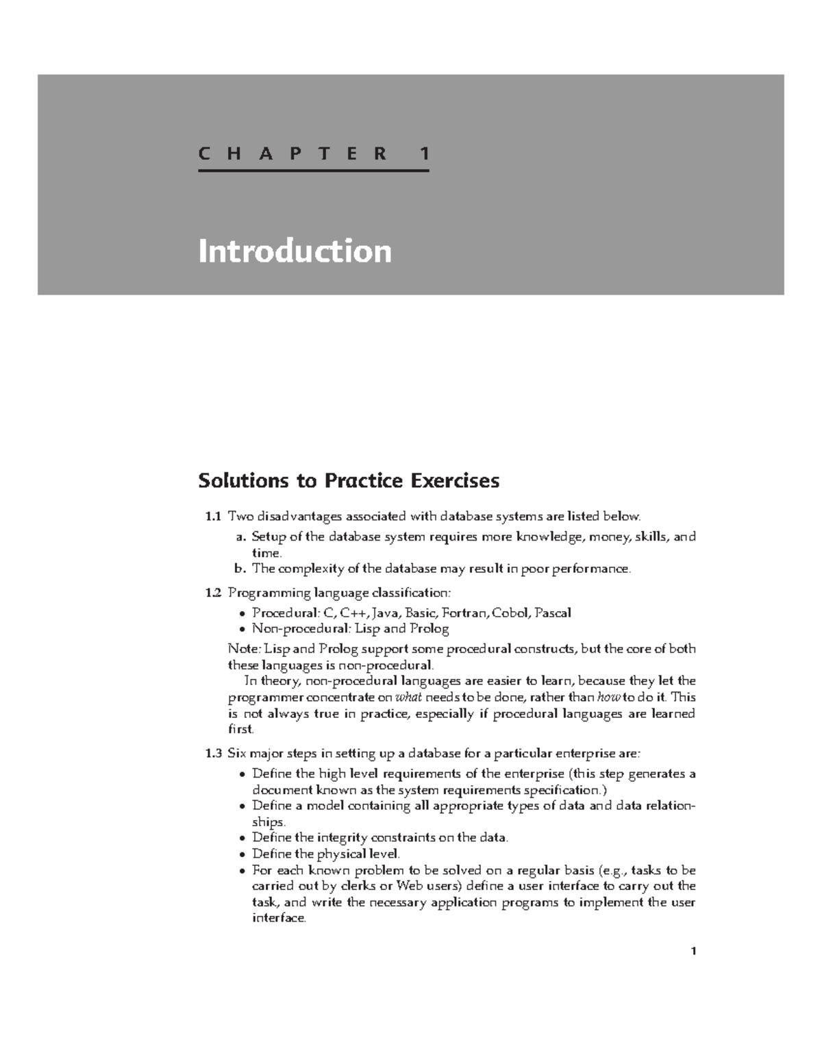 Database System Concepts 5th Ed Solutions Chapter 1 Introduction Solutions To Practice