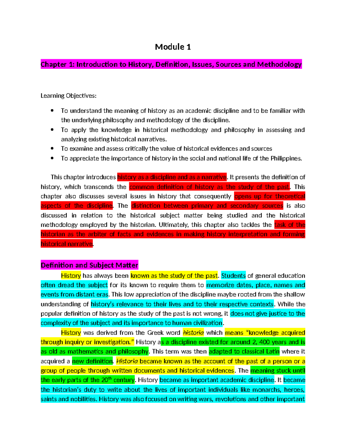 RPH MOD1 - Exploring Philippine History: Methodology and Sources - Studocu