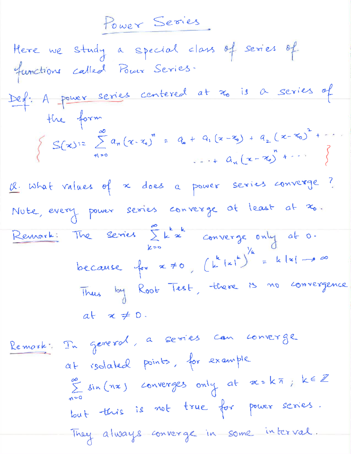 Final Exam Study Notes on Power Series for Course Code XX123 - Studocu